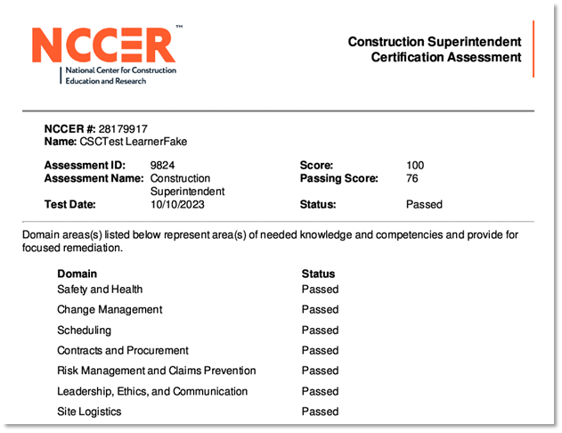 Learner: Accessing your Construction Superintendent Certification Assessment training ...
