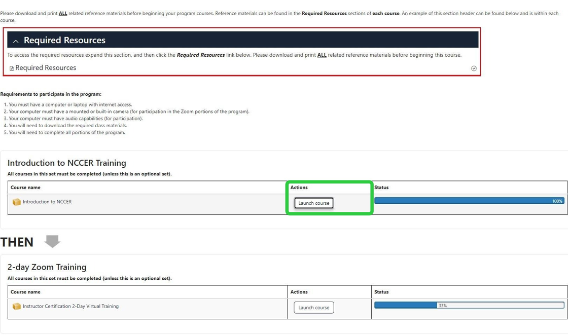 How to Access – Instructor Certification Training Program