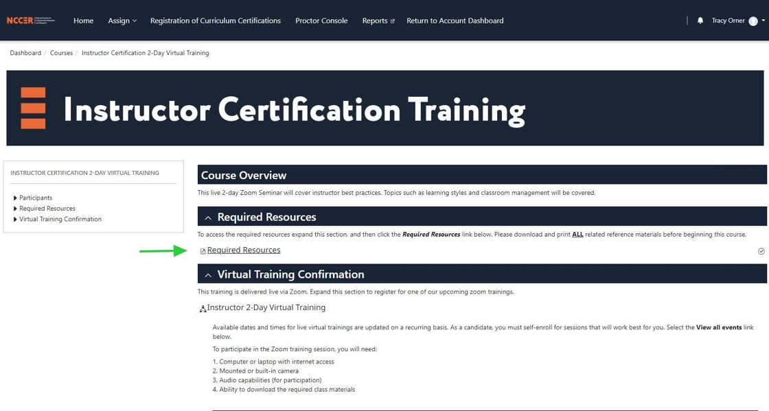 How to Access – Instructor Certification Training Program