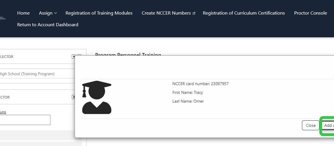 Assigning Program Personnel Training (Instructor Certification Training Program)