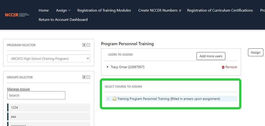 Assigning Program Personnel Training (Instructor Certification Training Program)
