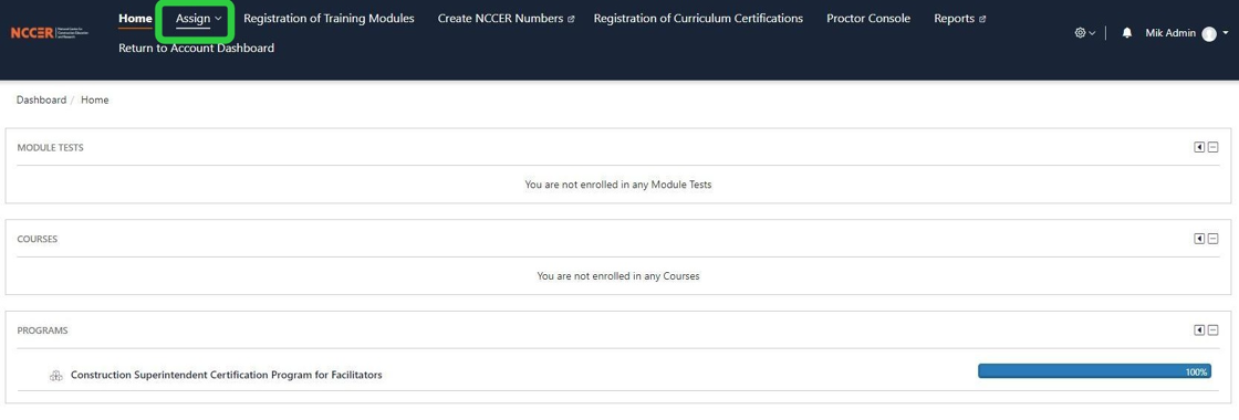 Assigning Program Personnel Training