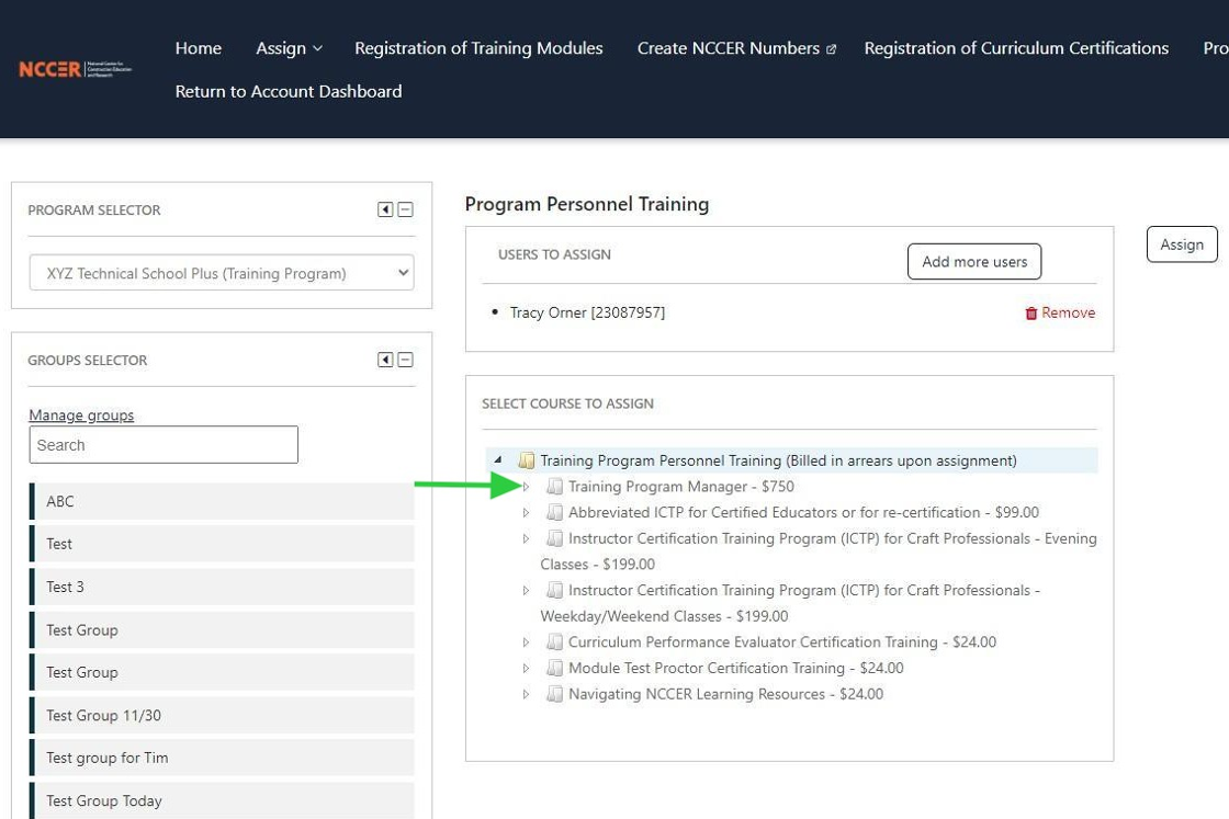 Assigning Program Personnel Training