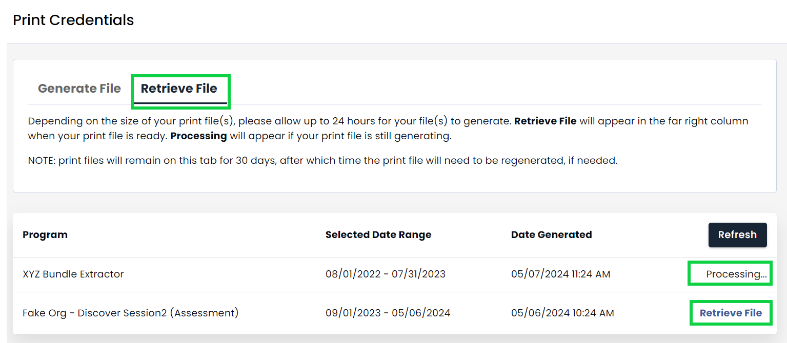 How to print credentials in bulk
