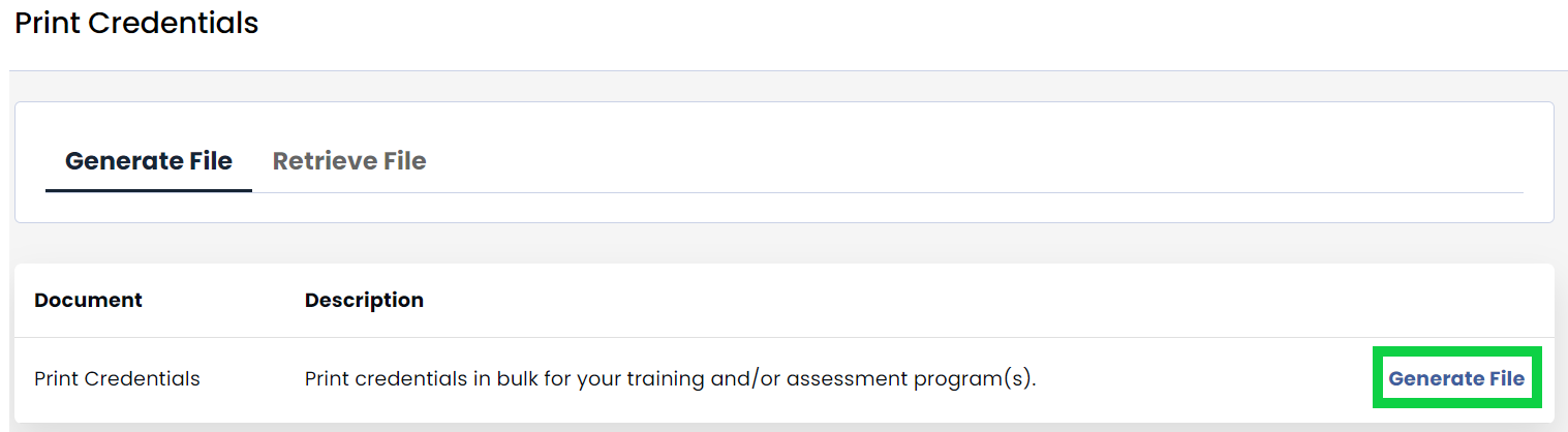 How to print credentials in bulk