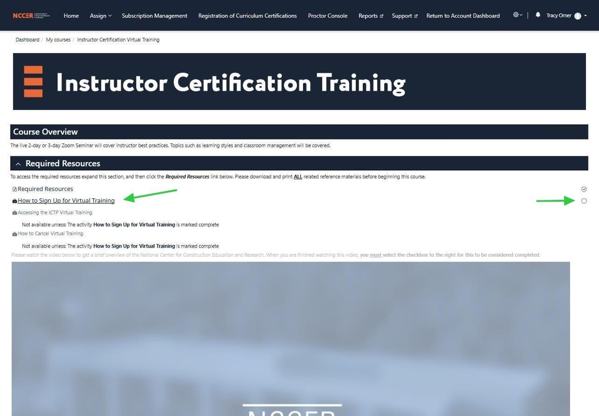 How to access the Instructor Certification Training Program (ICTP) for Craft Instructors